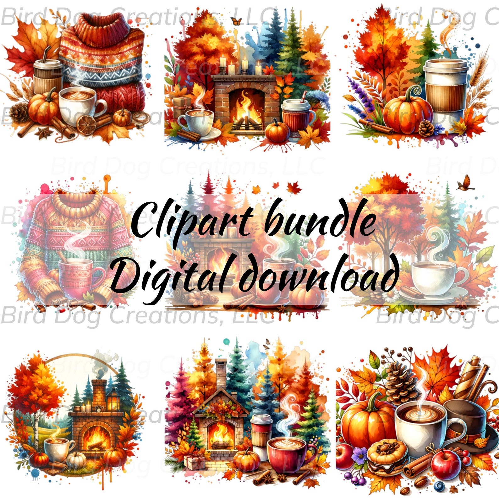 Autumn Fall Clipart Bundle- Instant Download-sweater Coffee Pumpkin ...