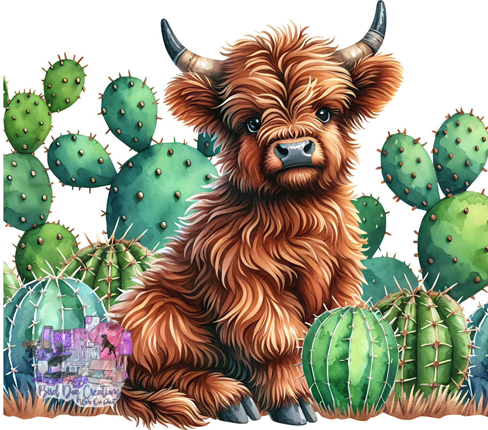 Highland Cow With Cactus Tumbler Wrap 20 Oz Skinny Tumbler Sublimation ...