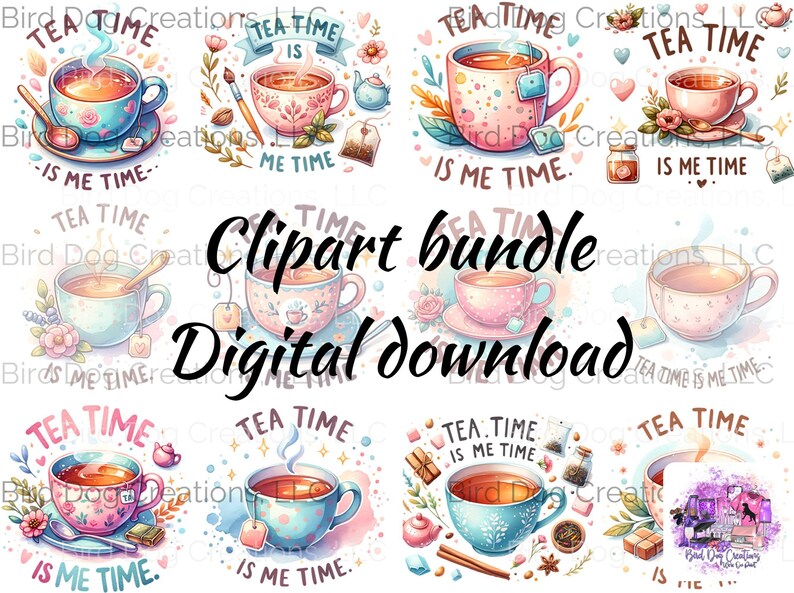 Charming Tea Time Clipart Set - Cozy Self Care Digital Stickers for ...