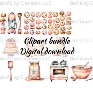 Watercolor Baking Clipart Set Home Bakery Logo, Cookie Baking PNG ...