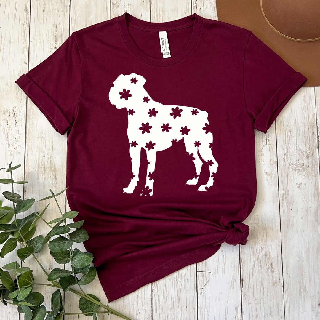 Boxer Dog Floral Flowers T-shirt, Boxer Dog Shirt, Dog Mom Shirt, Boxer ...