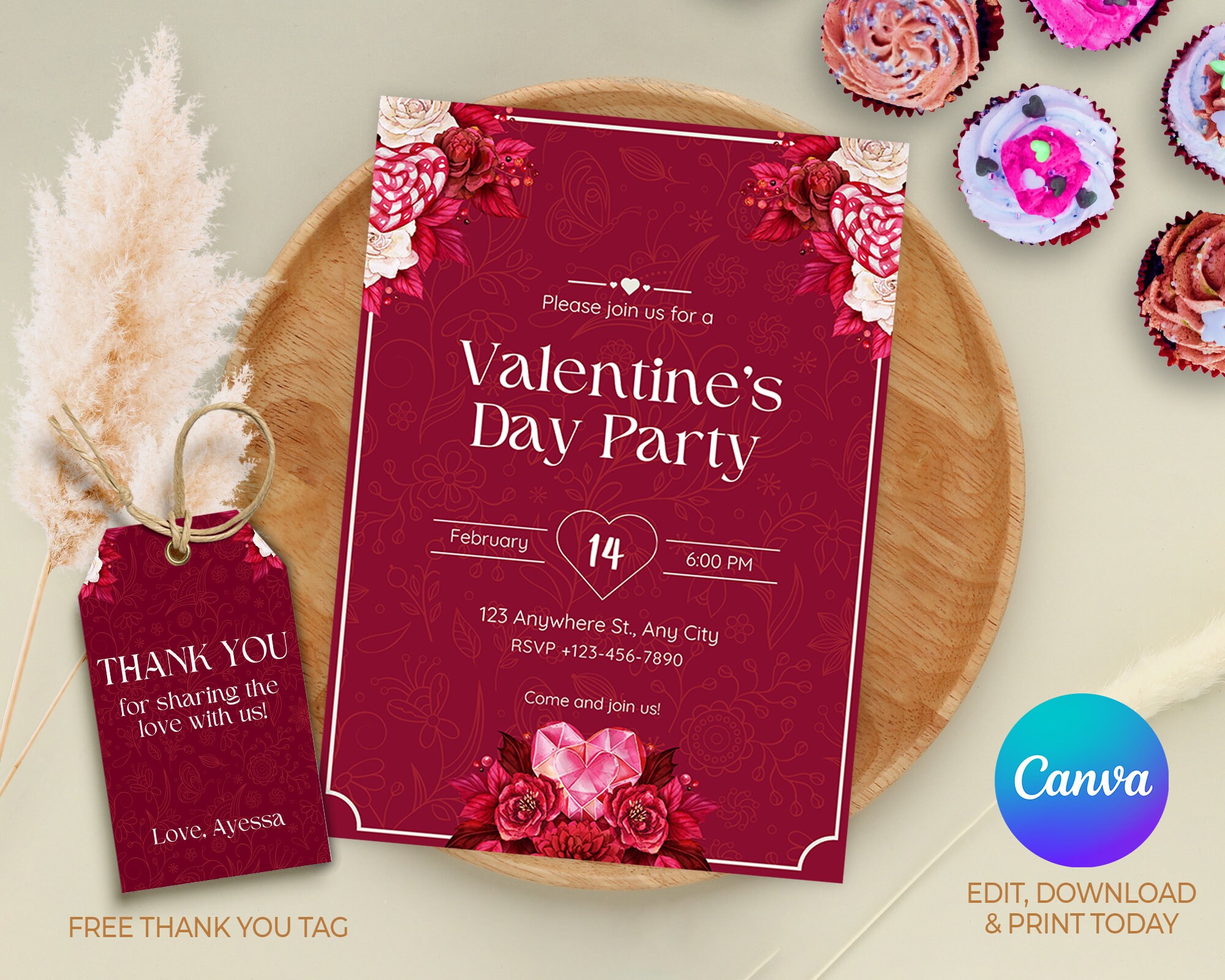 Valentine's Day Party Invitation Digital Template, Valentine's Day ...