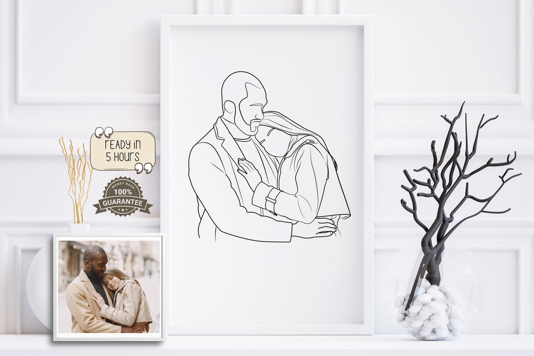 Basic Line Drawing, Custom Line Drawing From Photo, First Anniversary ...