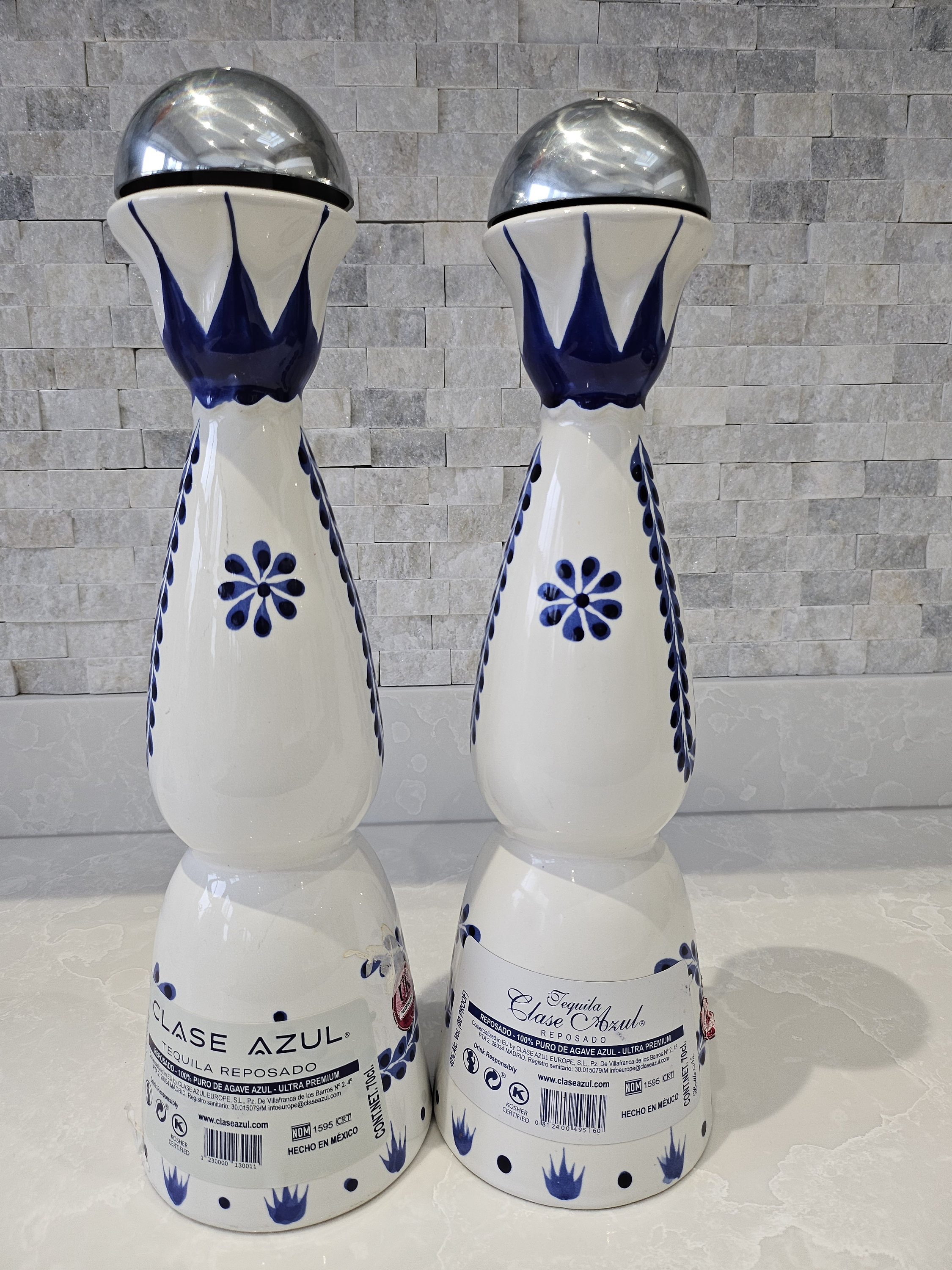 Tequila Clase Azul Reposado Bottle - Empty & Decorative. With Flower ...