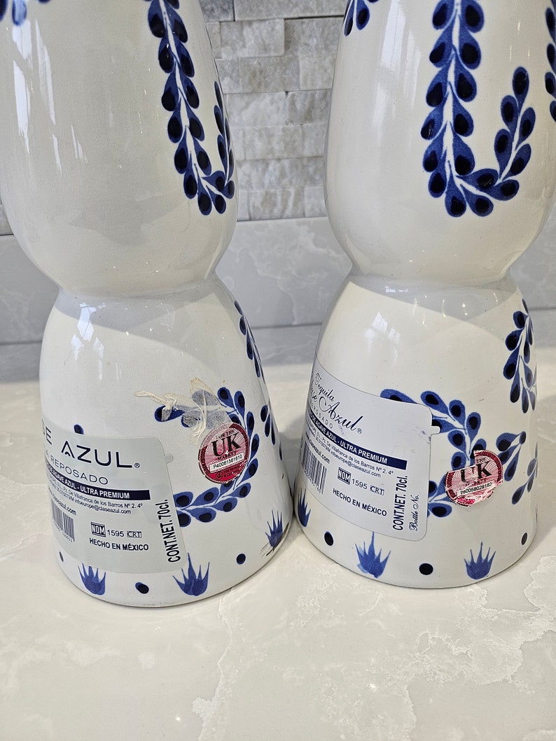 Tequila Clase Azul Reposado Bottle - Empty & Decorative. With Flower ...