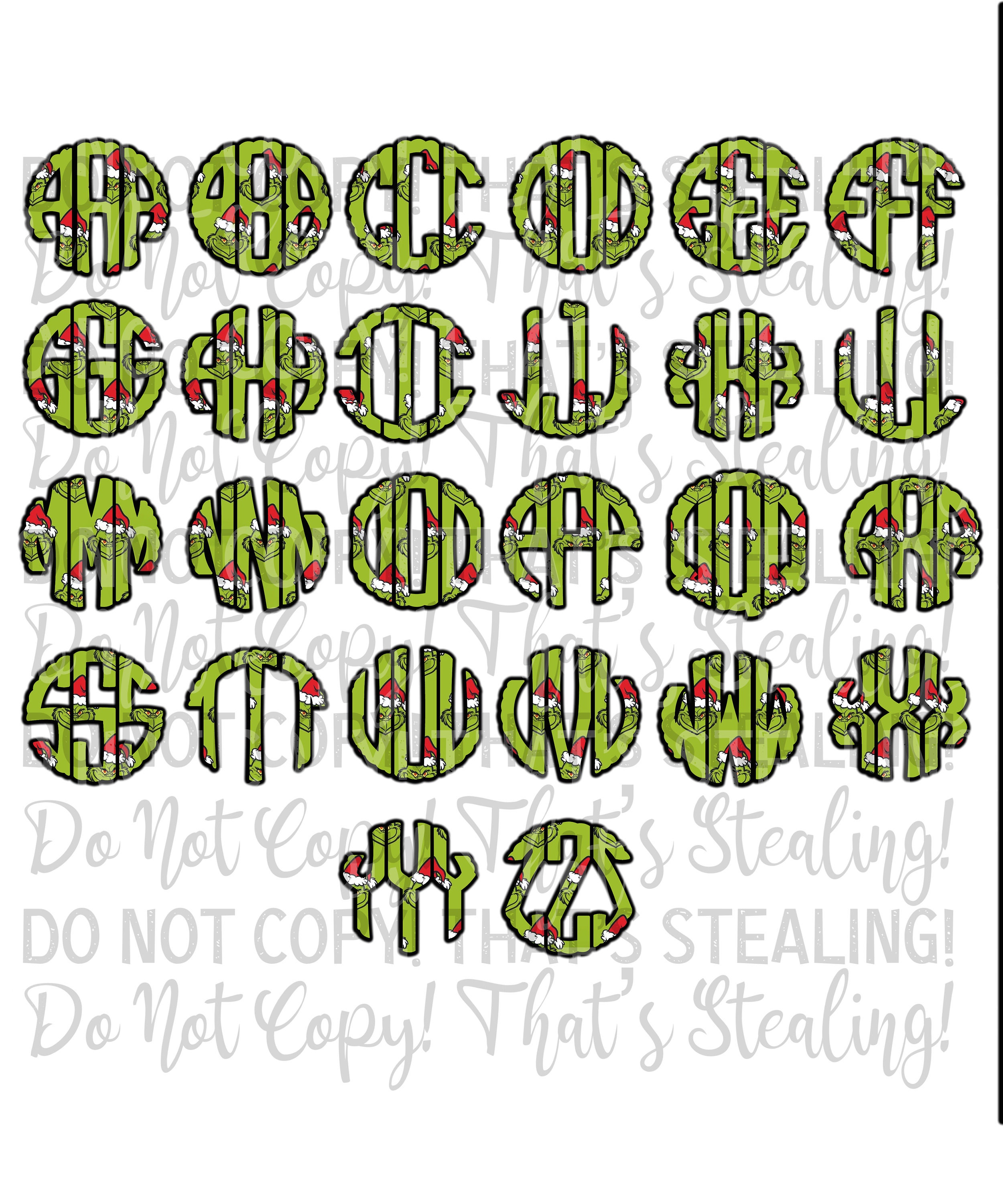 Inspired by Grinch Digital Monogram - Etsy