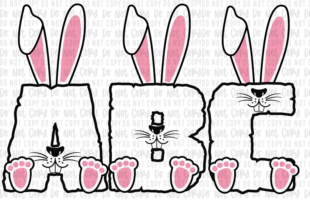Easter Bunny PNG Alphabets (pink, Blue and White) - Etsy