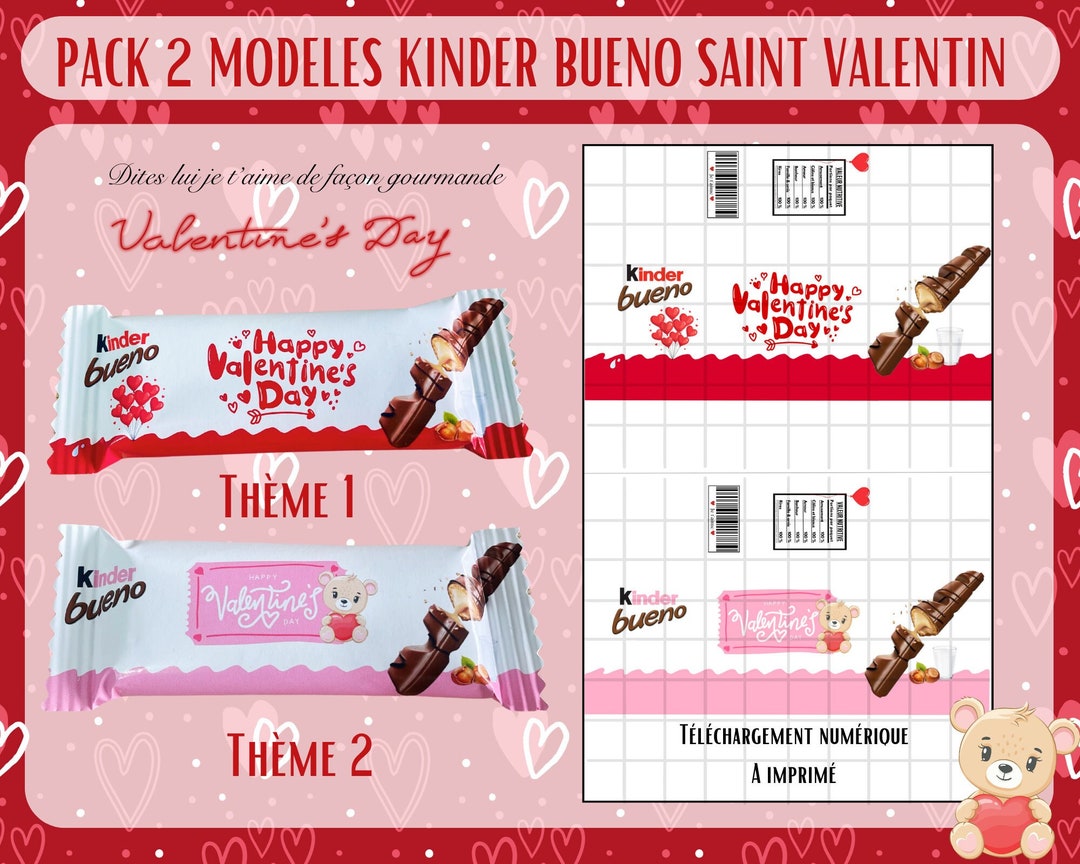 Kinder Bueno Special Valentine's Day Template, Printed. 2 Themes ...