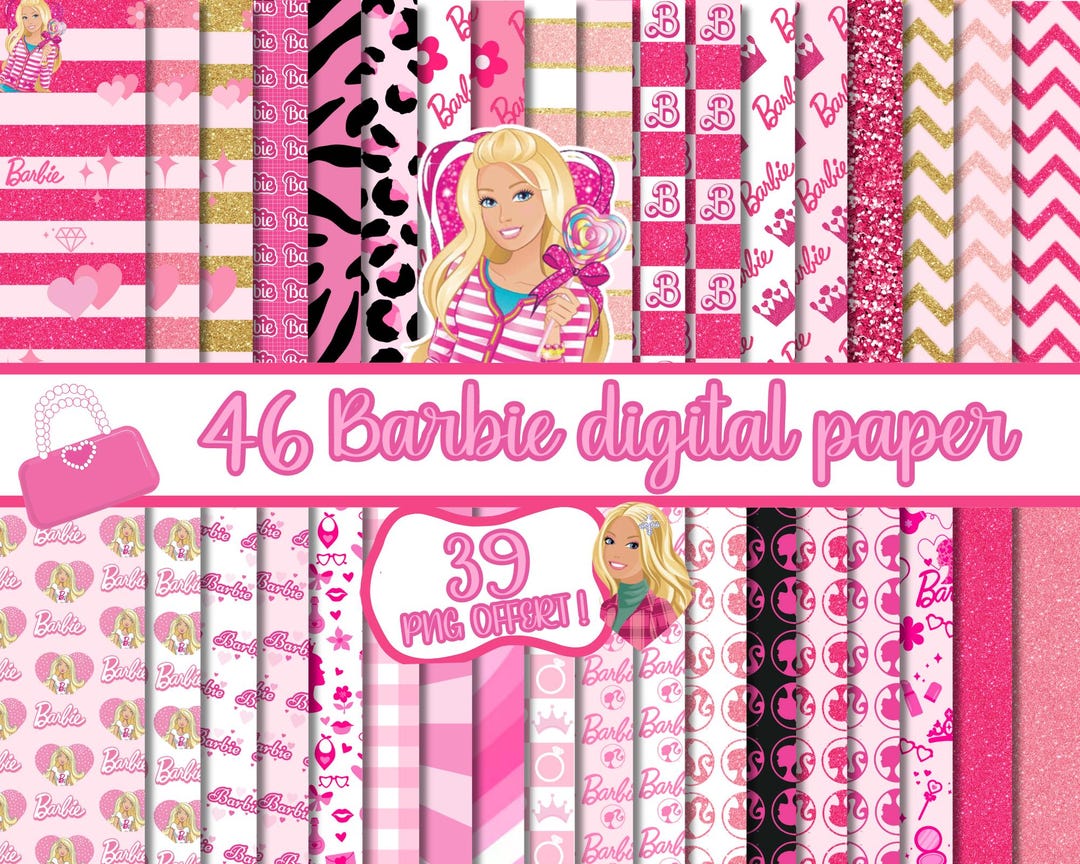 46 papier digital barbie, wallpaper en téléchargement instantanée ...