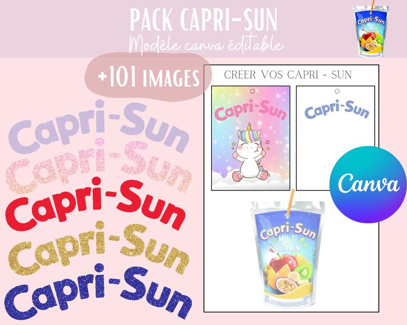 Modèle complet pour emballage Capri sun, template gabarit en ...