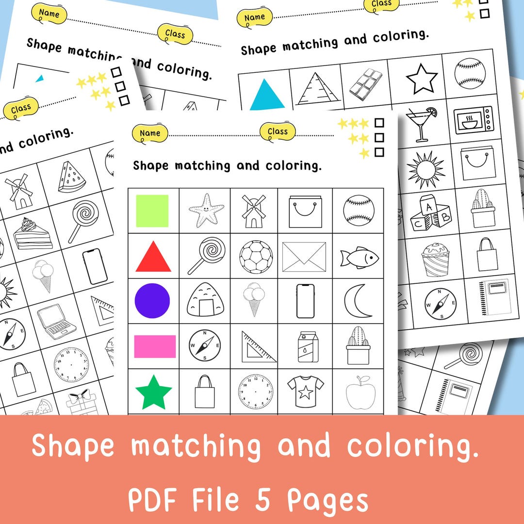 Match the Pictures and Color, Worksheet, Matching, Coloring, Preschool ...