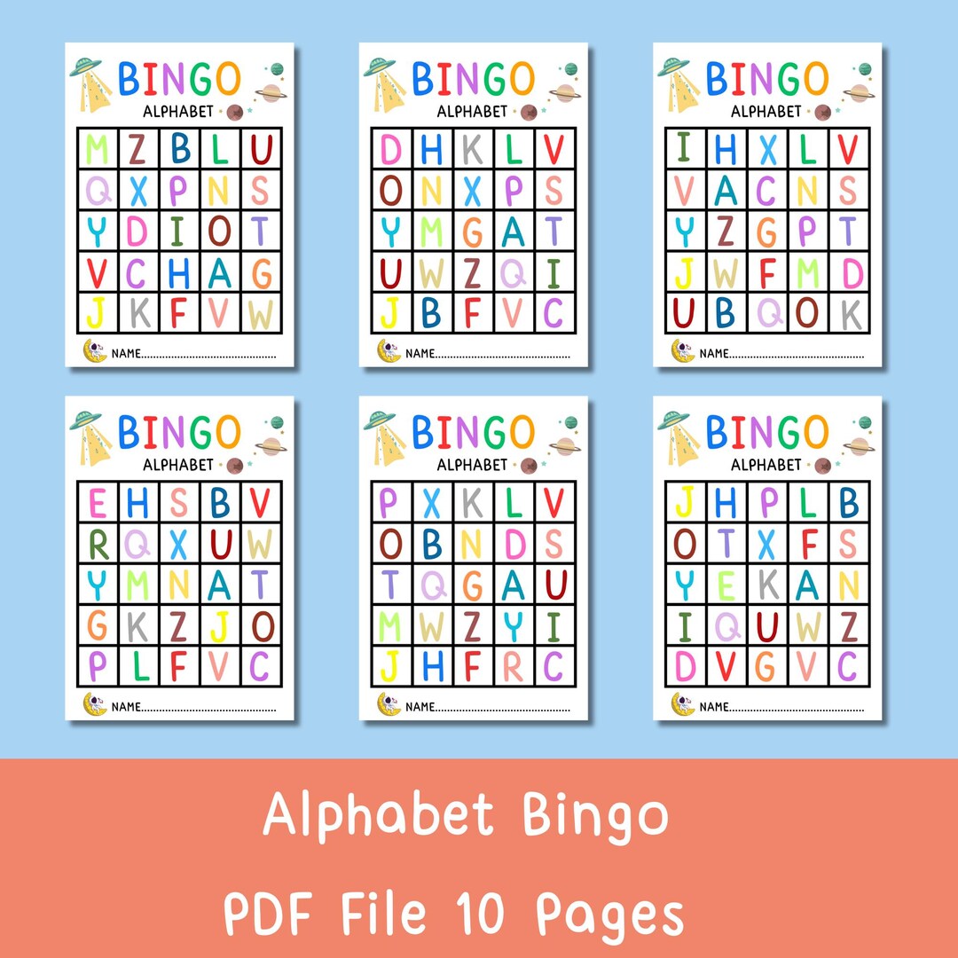 Printable Alphabet Bingo Cards,card Game,educational Game for Kids ...