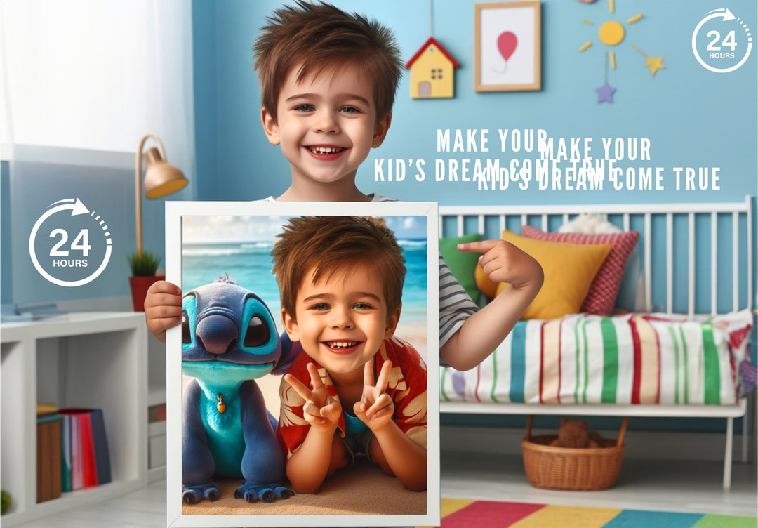 Personalized Kid With Stitch Portrait,custom Stitch Portrait,stitch ...