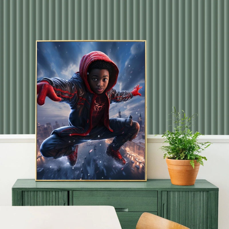 Personalized Miles Morales Superhero Portrait,miles Morales Portrait ...
