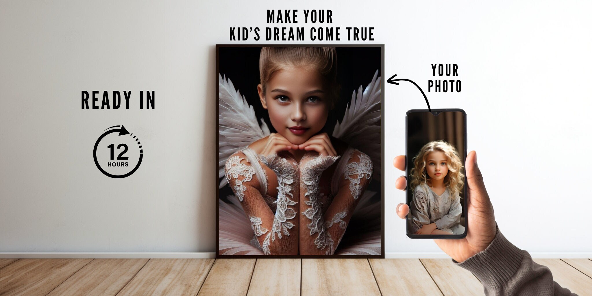 Personalized Angel Girl Portrait,angel Girl Portrait,custom Angel Girl ...
