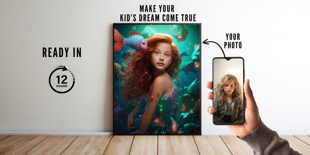 Personalized Mermaid Portrait,princess Ariel Portrait,get Your Own ...