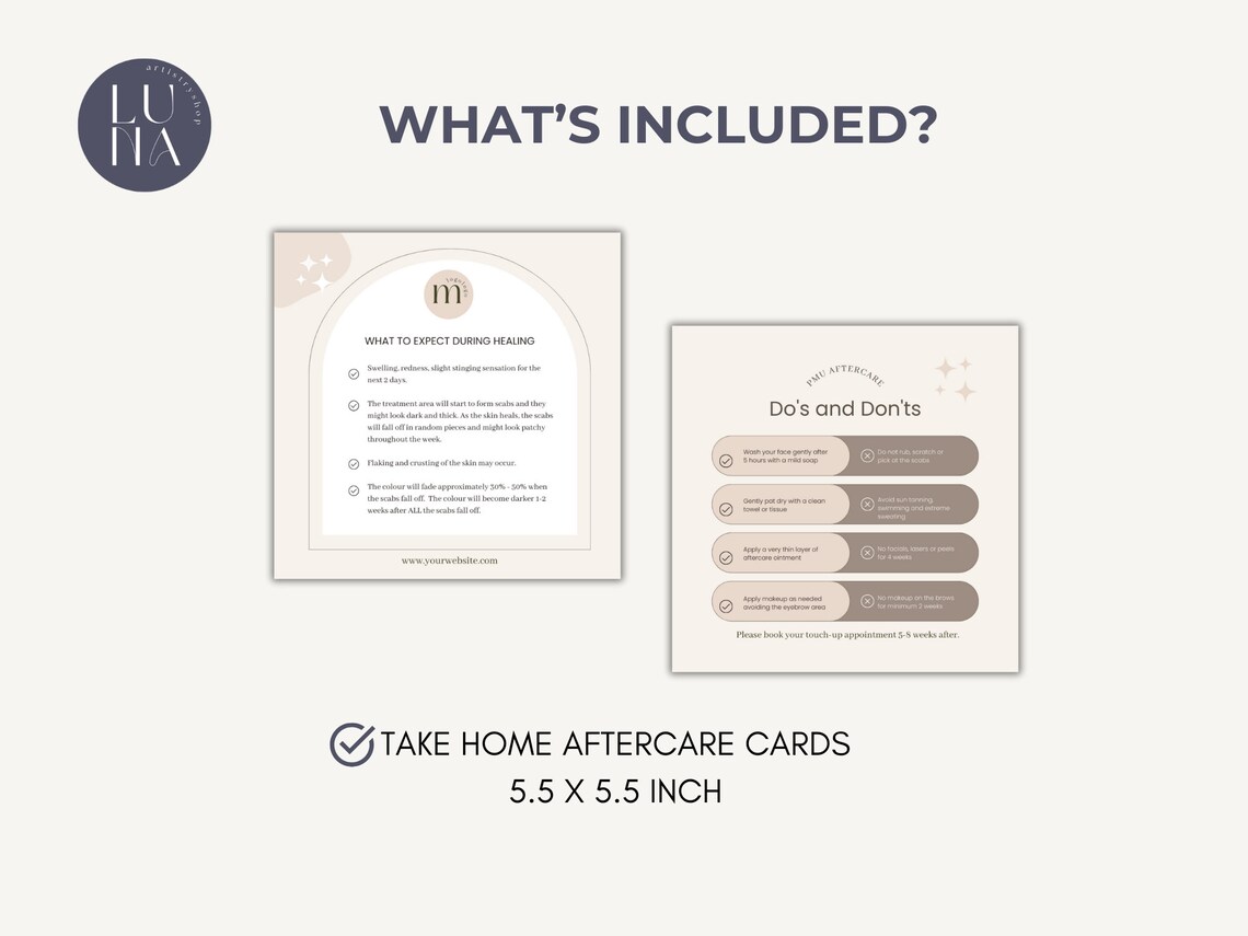 Editable Permanent Makeup Forms Consent Form Template Aftercare Card ...