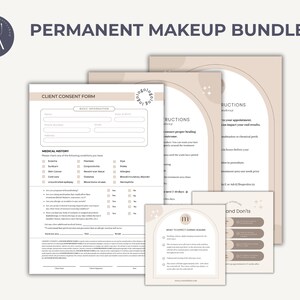 Editable Permanent Makeup Forms Consent Form Template Aftercare Card ...
