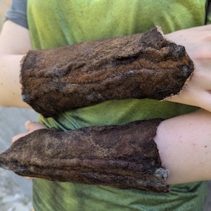 Mystic Tree Bark Bracers, Woodland Druid Armor, Forest Wool Gauntlets ...
