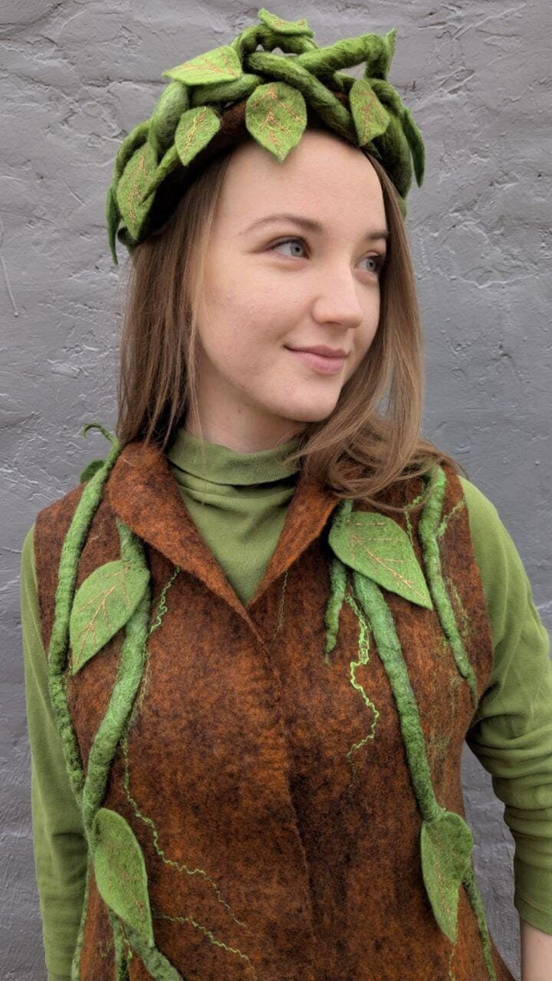 Green Woodland Nymph Leaf Crown, Wood Elf Tiara, Fairy Headpiece, Dryad ...