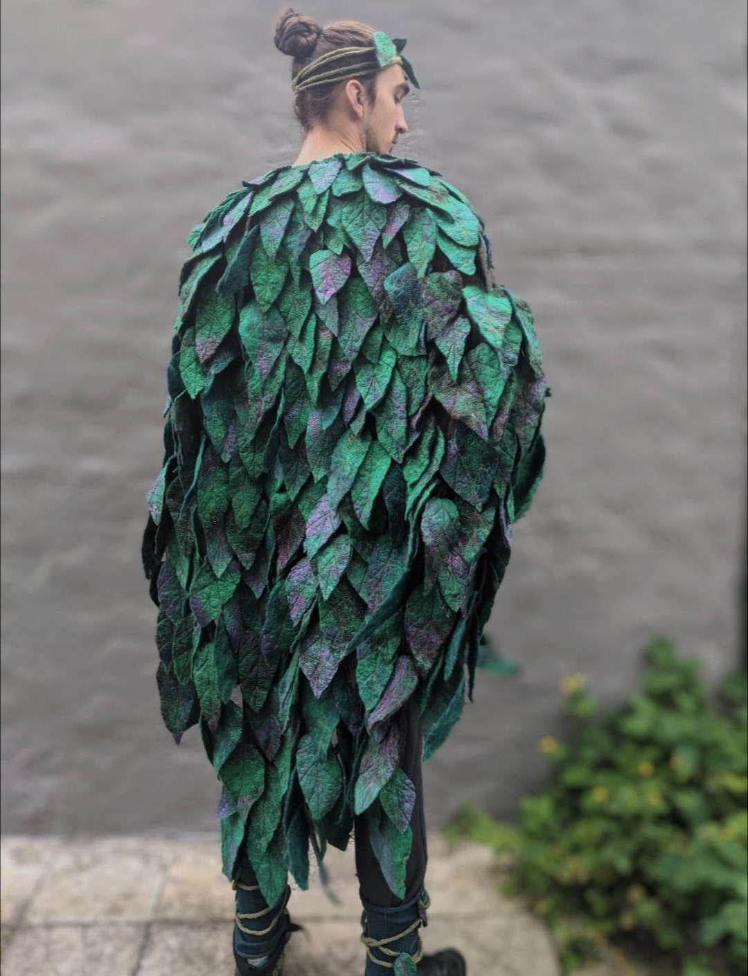 Magical Wool Leaf Cape, Druid Felted Mantle, Elf Poncho, Felt Leaf ...