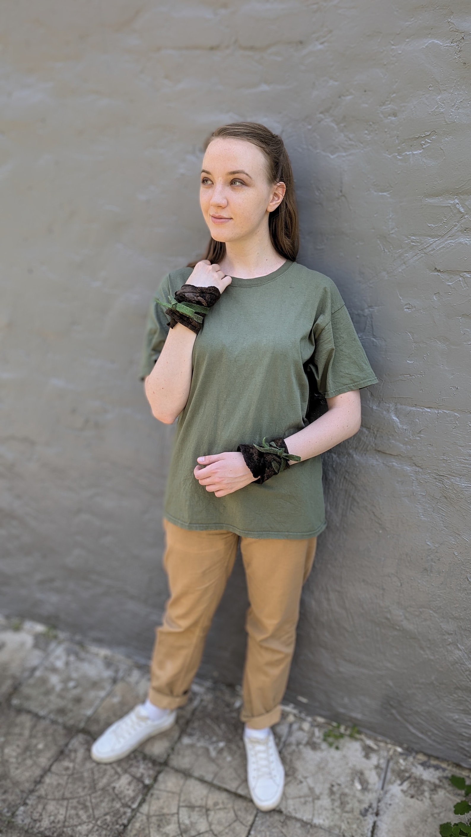 Brown Felted Bark Wrist Cuffs, Woodland Druid Arm Warmers, Enchanted ...