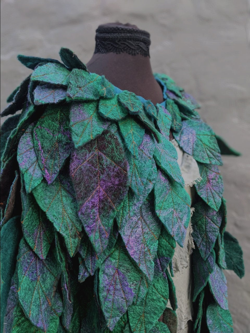 Magical Wool Leaf Cape, Druid Felted Mantle, Elf Poncho, Felt Leaf ...