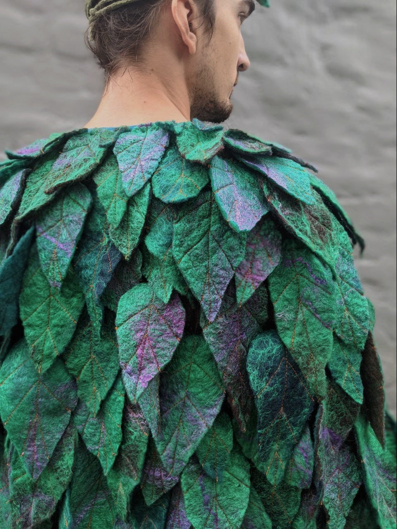 Magical Wool Leaf Cape, Druid Felted Mantle, Elf Poncho, Felt Leaf ...