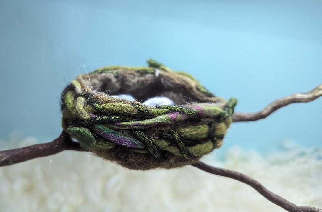 Miniature Felt Birds Nest With 3 Felt Eggs, Wool Easter Decoration ...