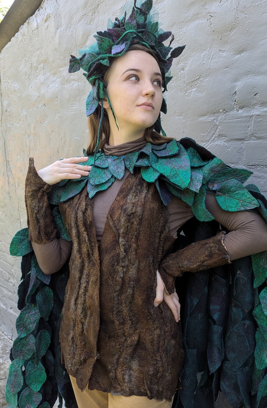 Druid Felted Waistcoat, Fantasy Tree Bark Vest, Enchanting Wool Bark ...