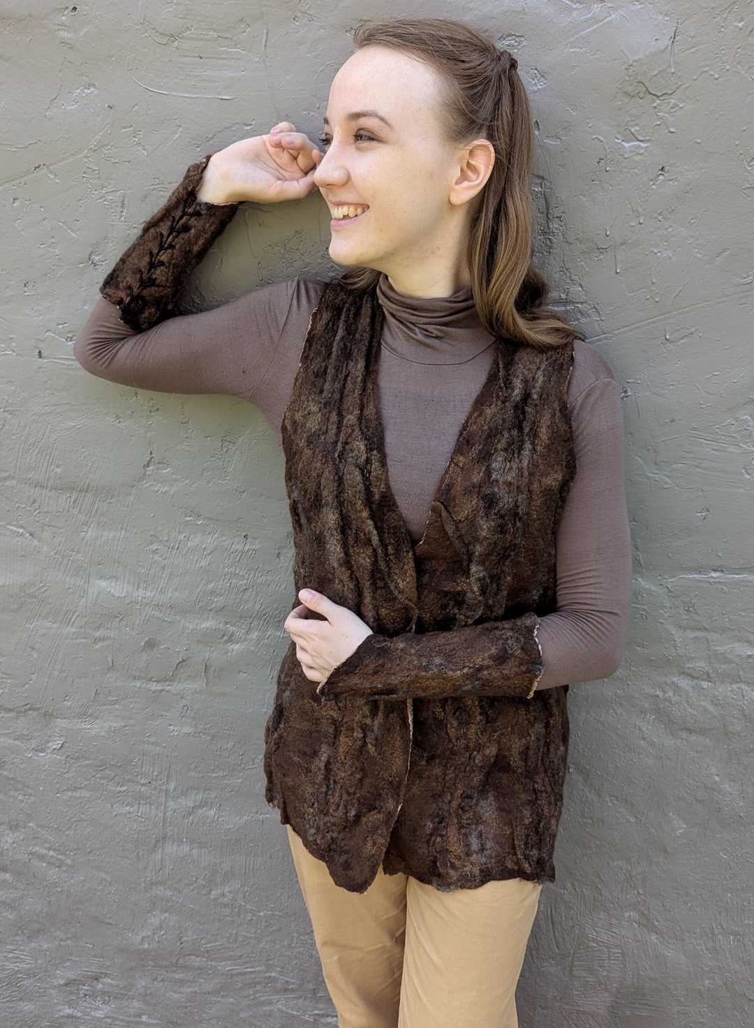 Felted Wool Tree Bark Vest: Handmade Druid LARP Costume - Etsy