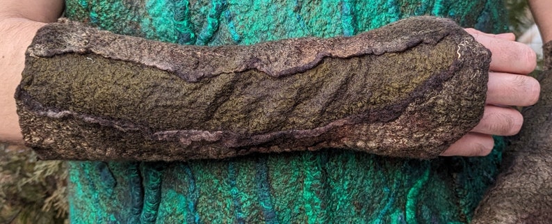 Brown Felted Bark Bracers, Druid Woodland Wool Gloves, Whimsical Tree ...