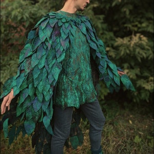 Magical Wool Leaf Cape, Druid Felted Mantle, Elf Poncho, Felt Leaf ...