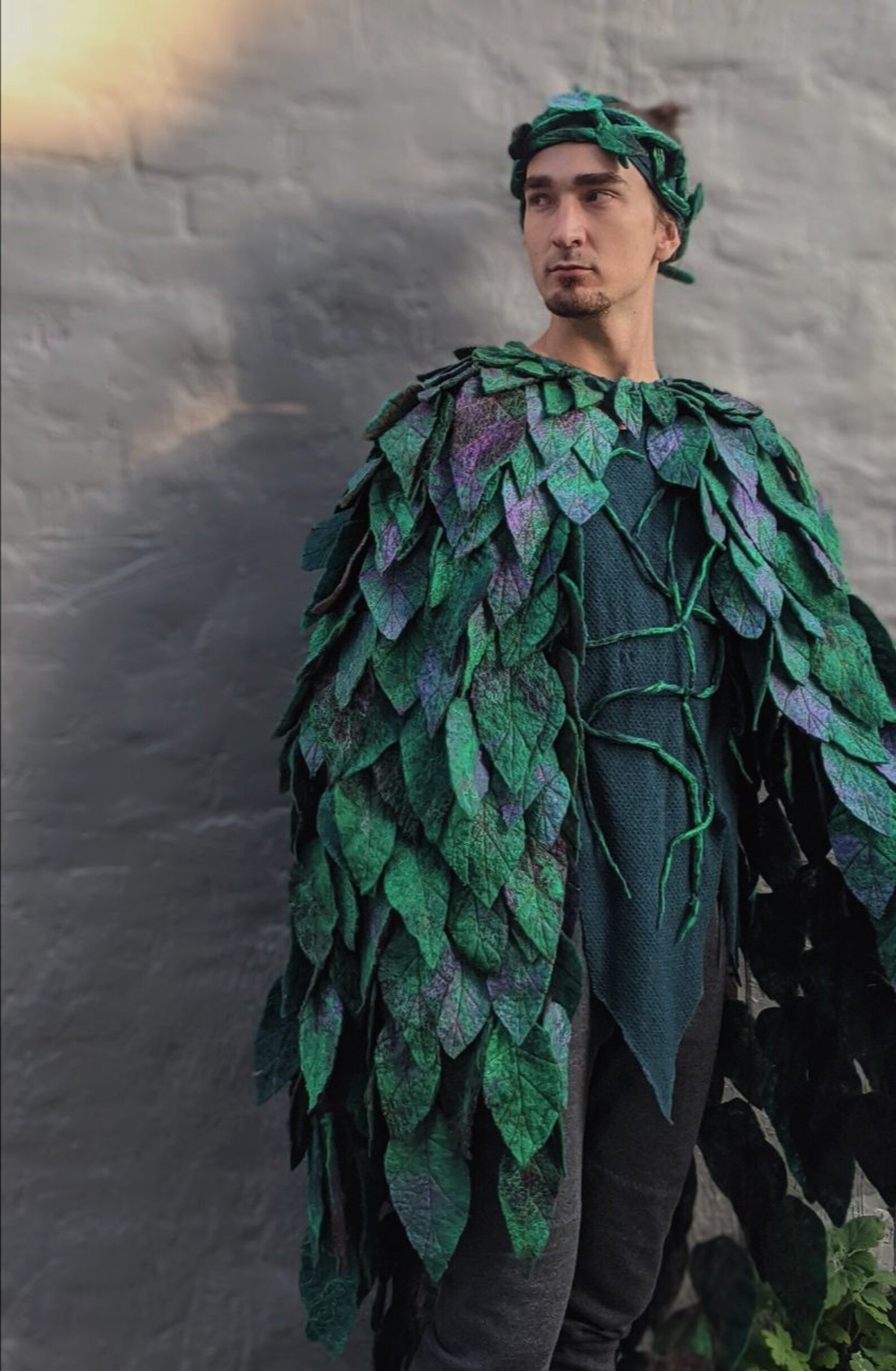 Magical Wool Leaf Cape, Druid Felted Mantle, Elf Poncho, Felt Leaf ...