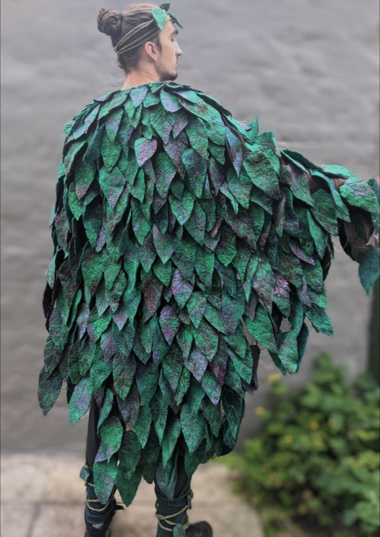 Magical Wool Leaf Cape, Druid Felted Mantle, Elf Poncho, Felt Leaf ...
