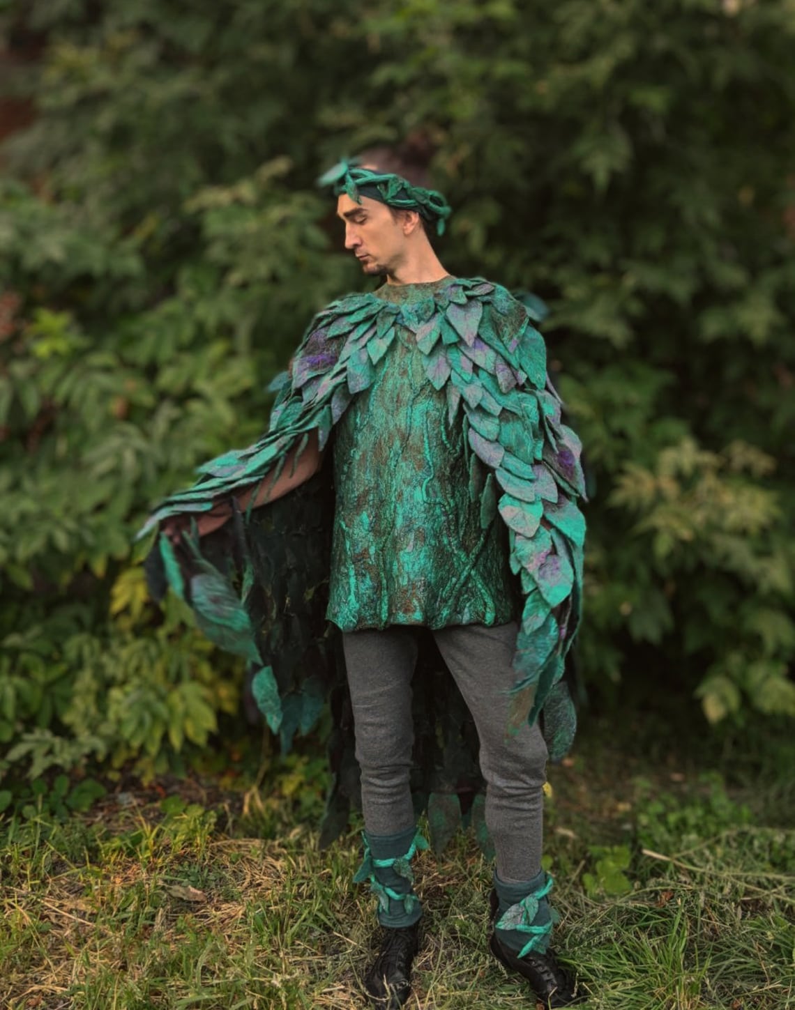 Magical Wool Leaf Cape, Druid Felted Mantle, Elf Poncho, Felt Leaf ...