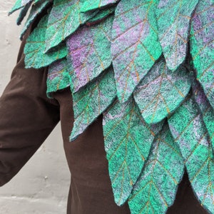 Long Leaves Collar Cape,elven Felted Wool Leaf Shawl, Fae Magical ...
