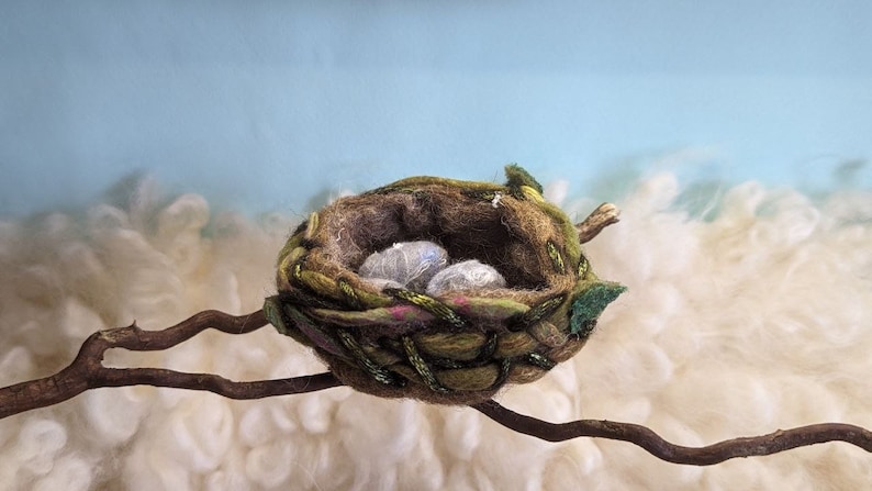 Miniature Felt Birds Nest With 3 Felt Eggs, Wool Easter Decoration ...