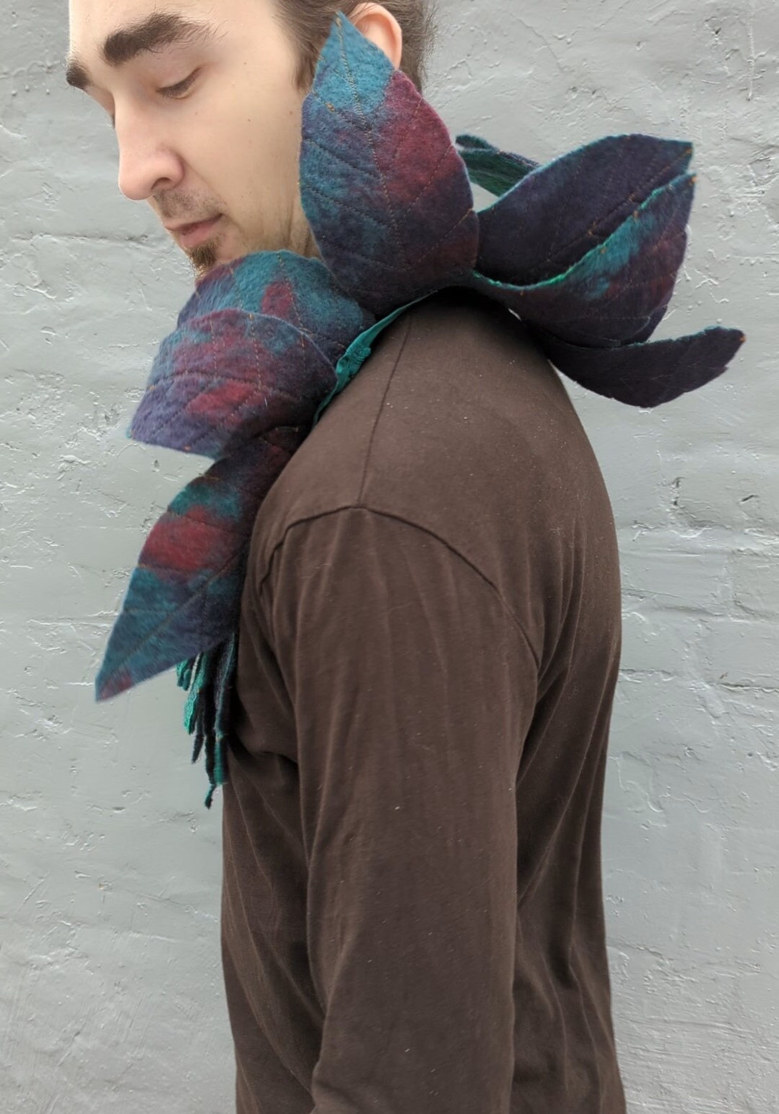 Long Leaves Collar Cape,elven Felted Wool Leaf Shawl, Fae Magical ...