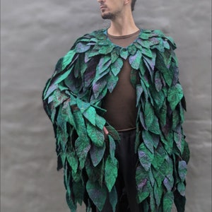 Magical Wool Leaf Cape, Druid Felted Mantle, Elf Poncho, Felt Leaf ...