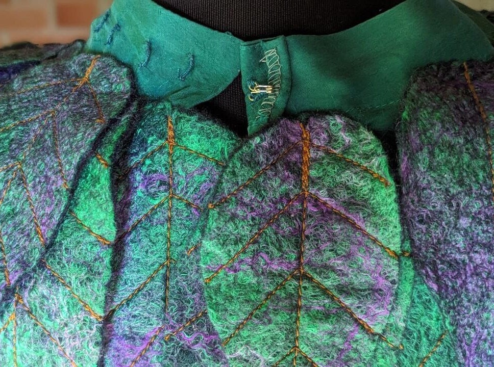 Long Leaves Collar Cape,elven Felted Wool Leaf Shawl, Fae Magical ...