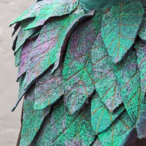 Long Leaves Collar Cape,elven Felted Wool Leaf Shawl, Fae Magical ...