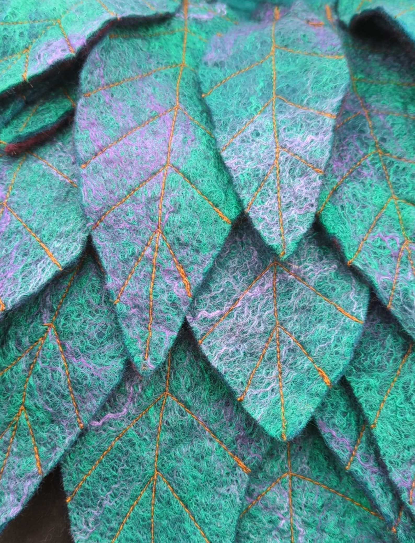 Long Leaves Collar Cape,elven Felted Wool Leaf Shawl, Fae Magical ...