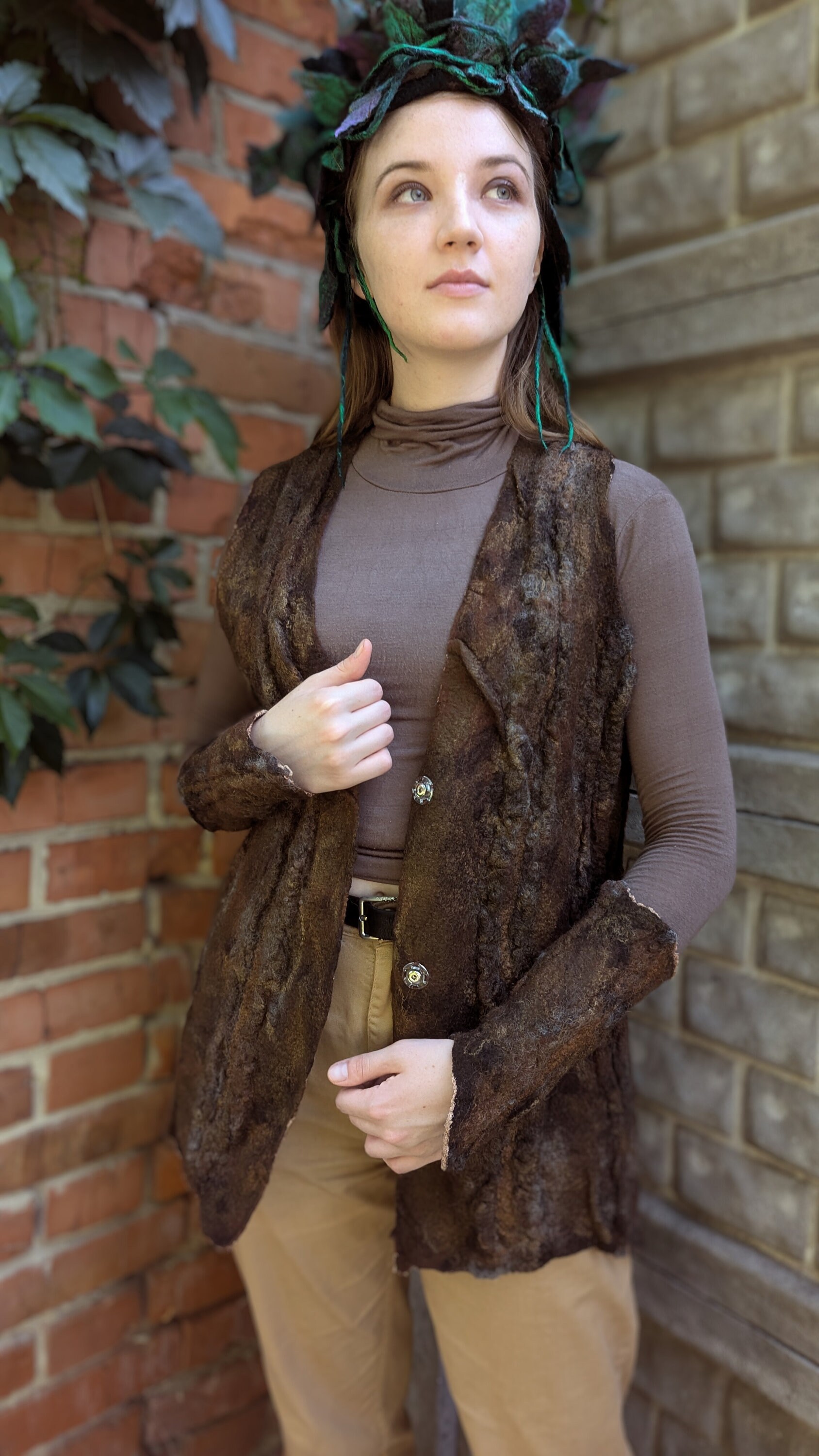 Handmade Felted Wool Waistcoat: Fantasy Tree Bark Vest, LARP Costume - Etsy