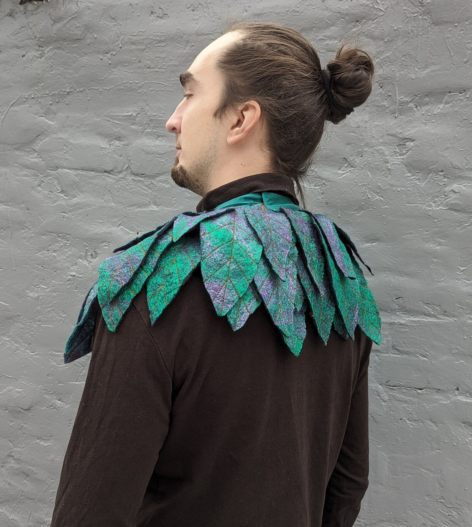 Long Leaves Collar Cape,elven Felted Wool Leaf Shawl, Fae Magical ...