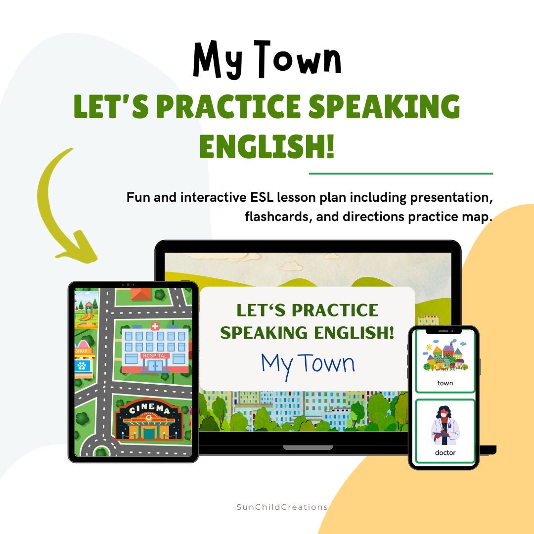 ESL Speaking Lesson for Kids: My Town for Beginner to Intermediate ...