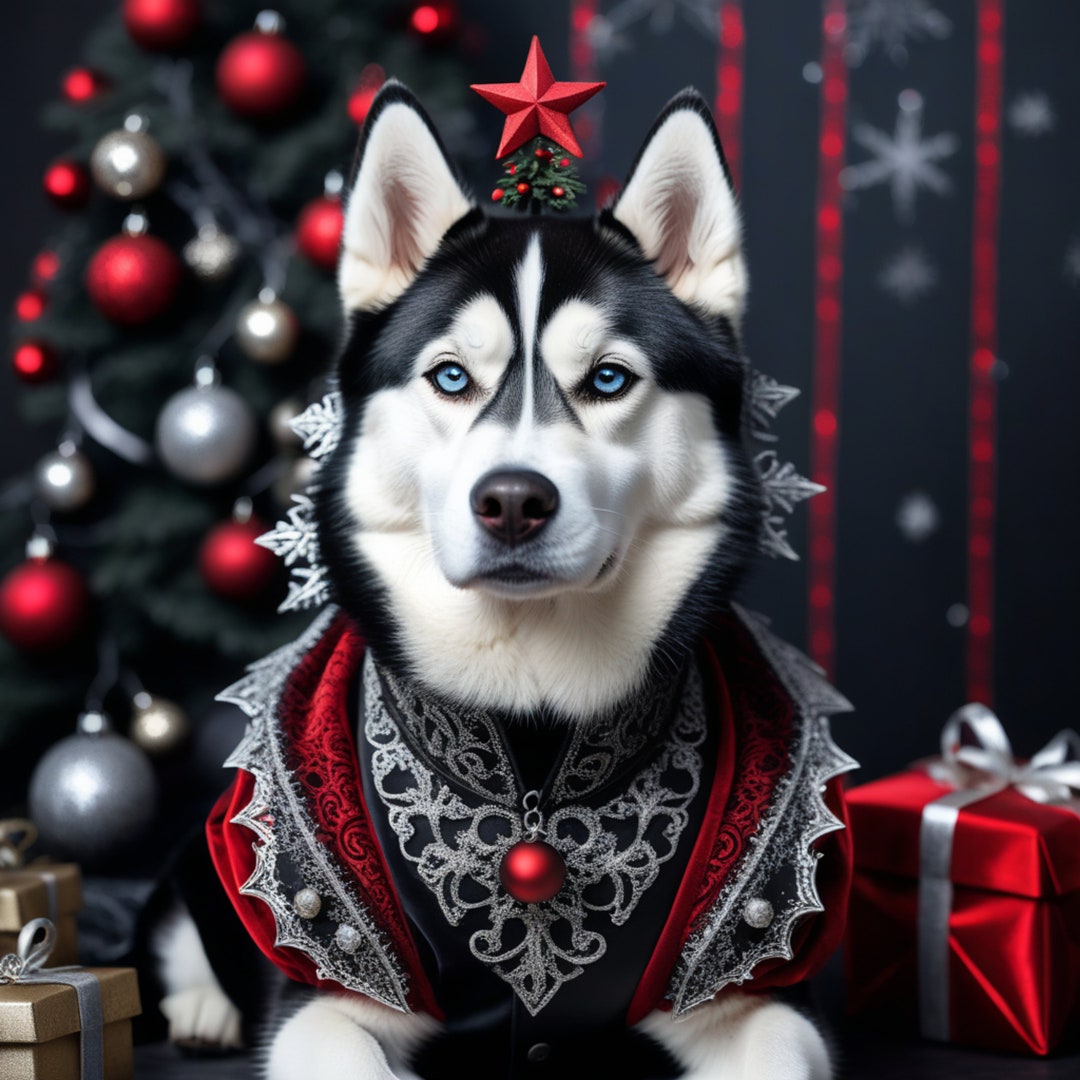 Siberian Husky Gothic Christmas Digital Art - Etsy