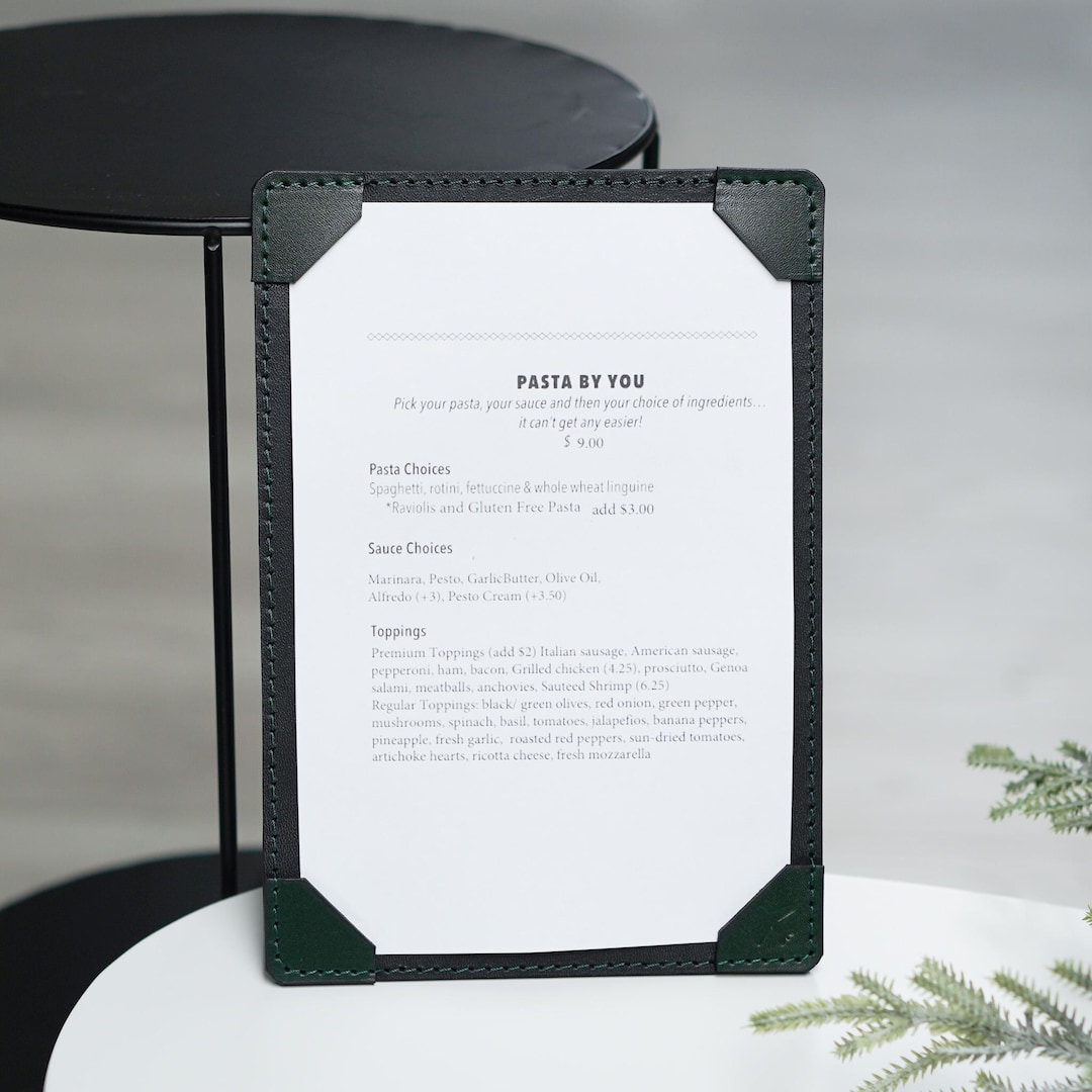 Custom Leather Menu Holder: A5/A4 Restaurant Menu Cover - Etsy