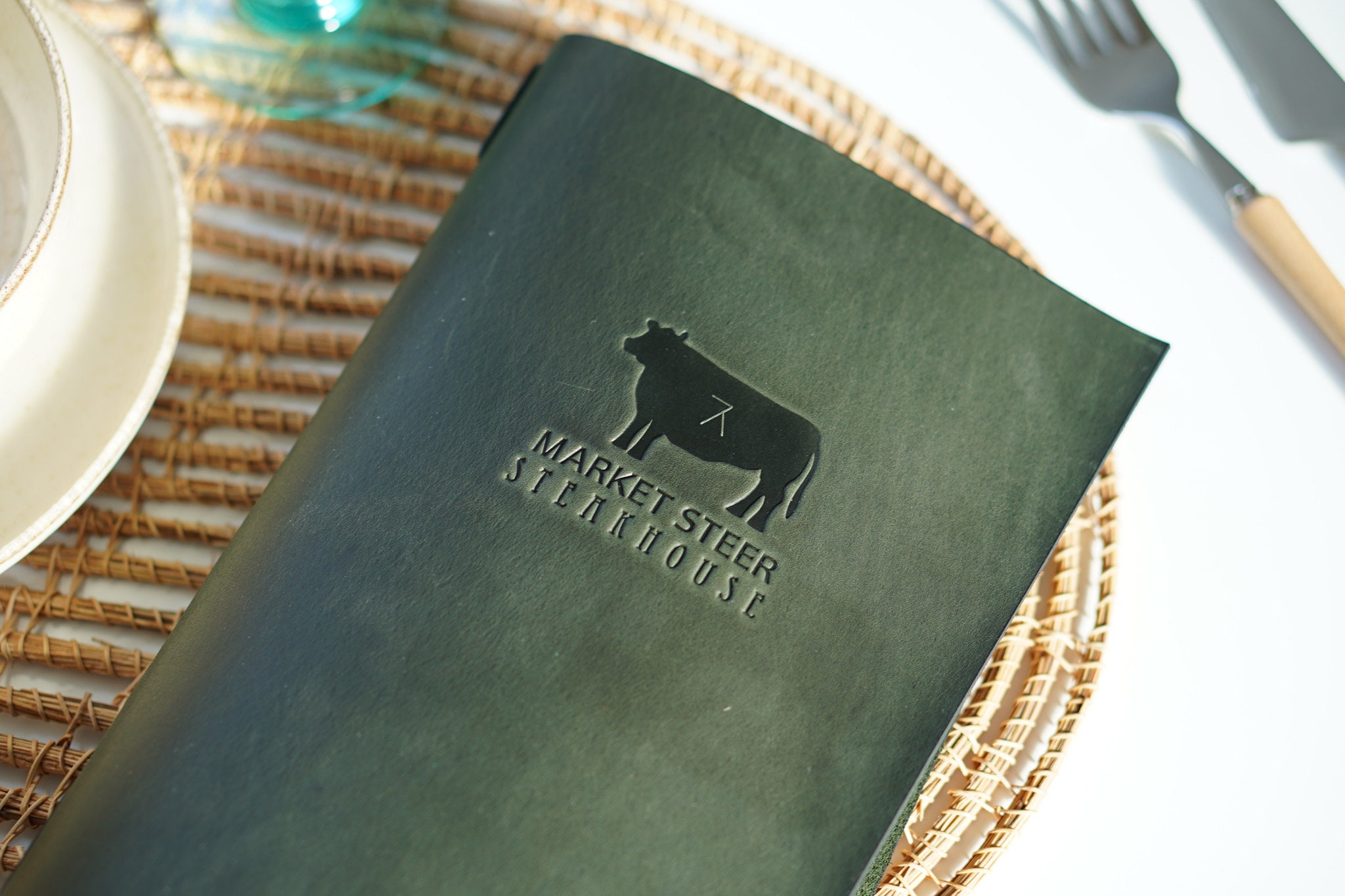 Custom Leather Menu Cover: A5/US Half-letter Binder, Embossed Logo - Etsy