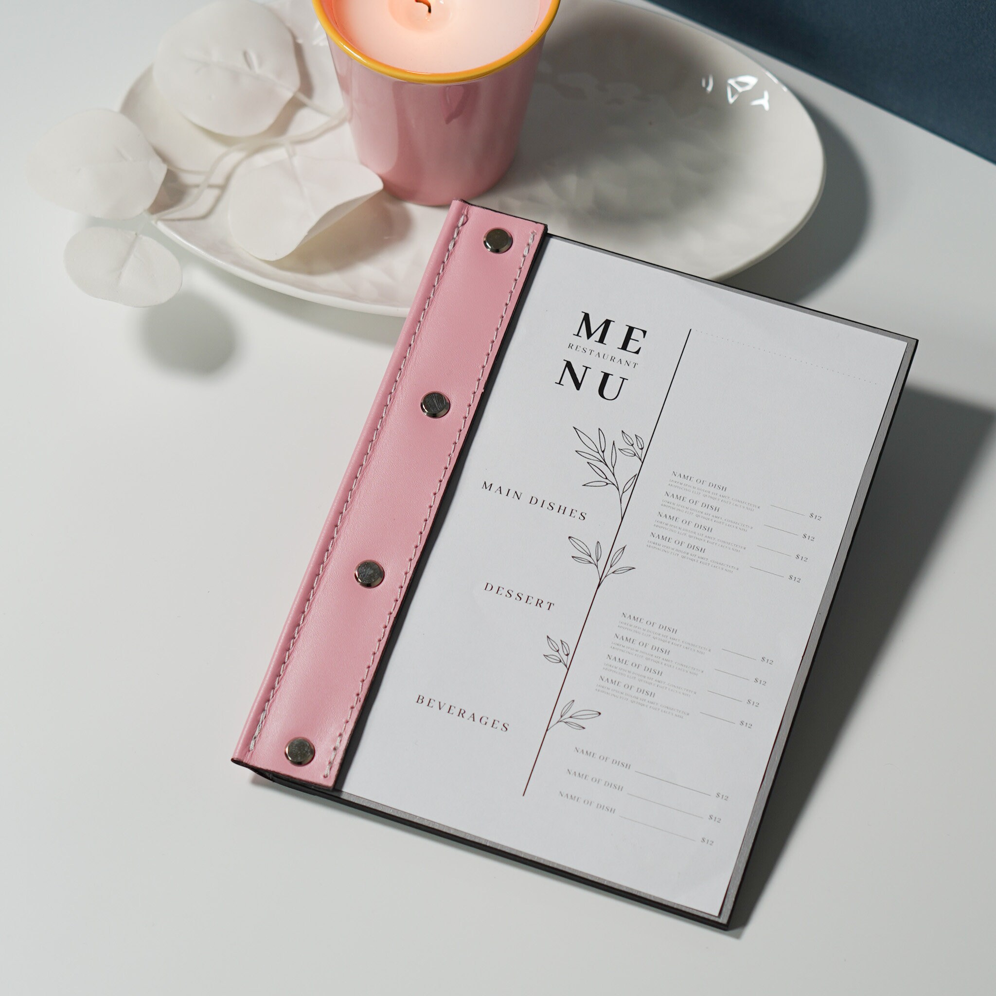 Custom Leather Menu Cover: A5 Wooden Restaurant Menu Holder - Etsy